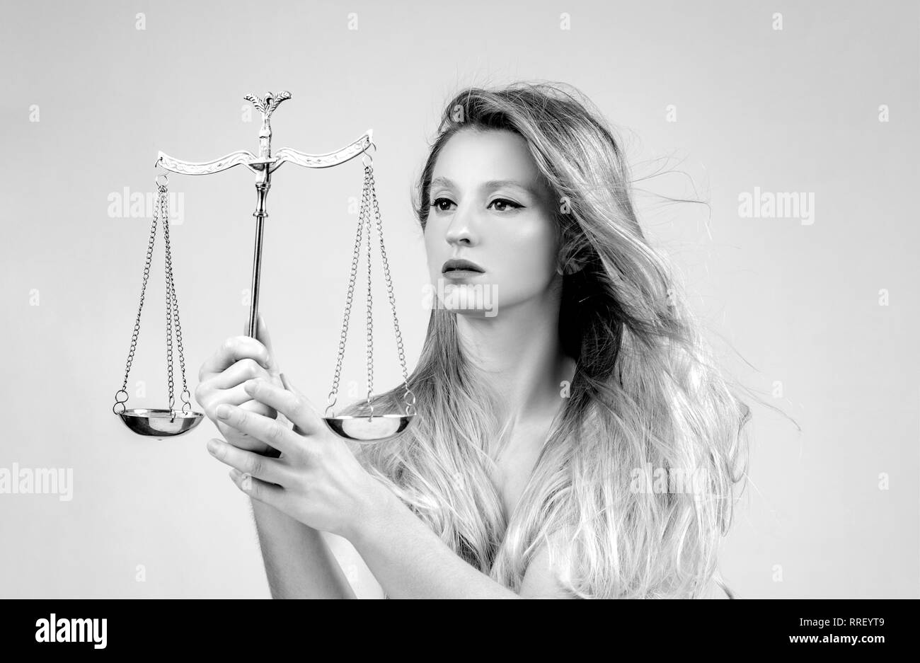 Astrology and horoscope concept, beautiful woman with scales. Femida ...