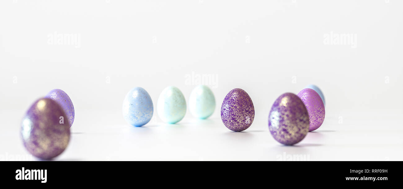 Blue, Red, green, cyan and pink colored Easter eggs balanced on its ...