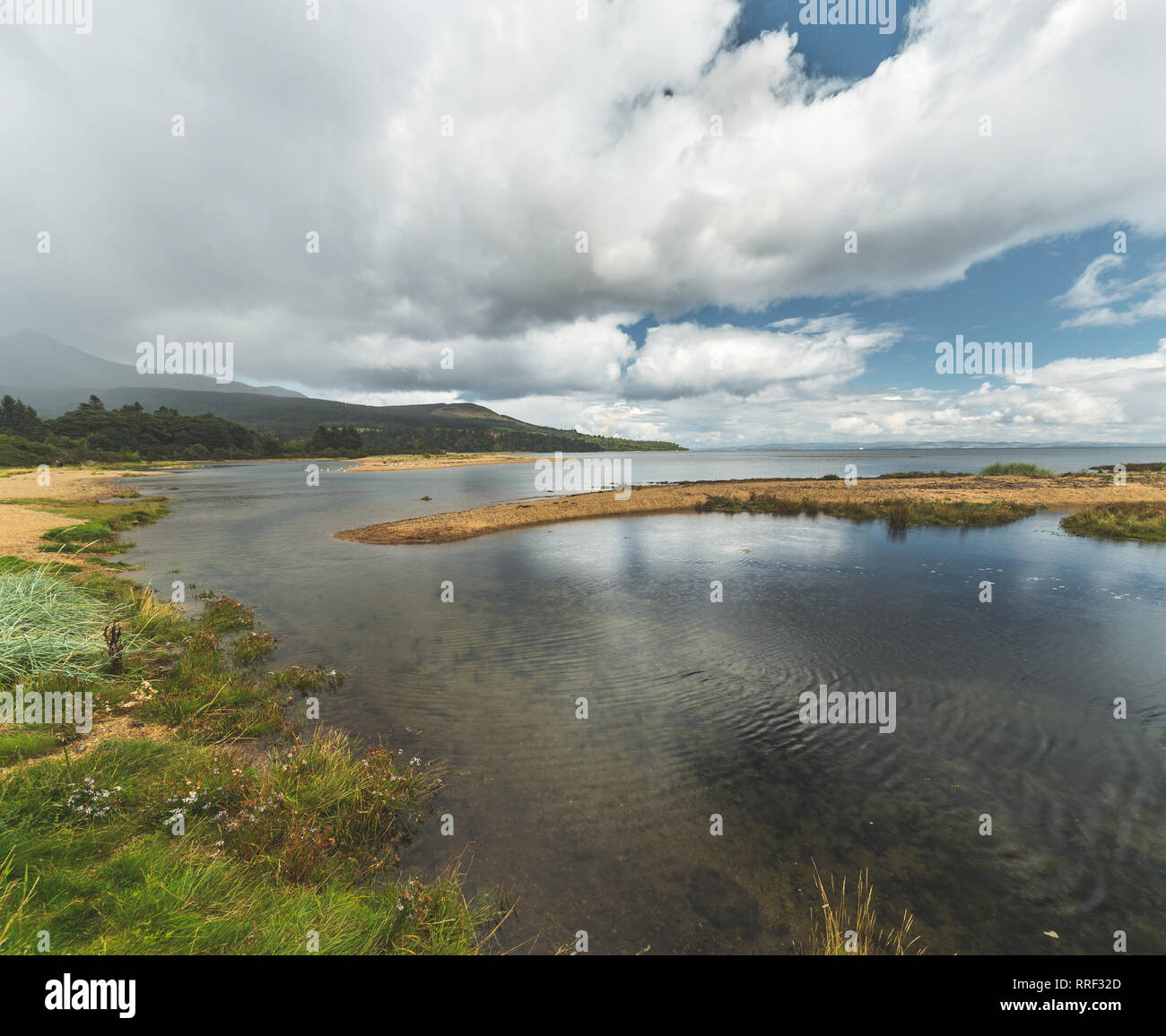 Irish bay under the cloudy sky. Northern Ireland shoreline. Amazing ...