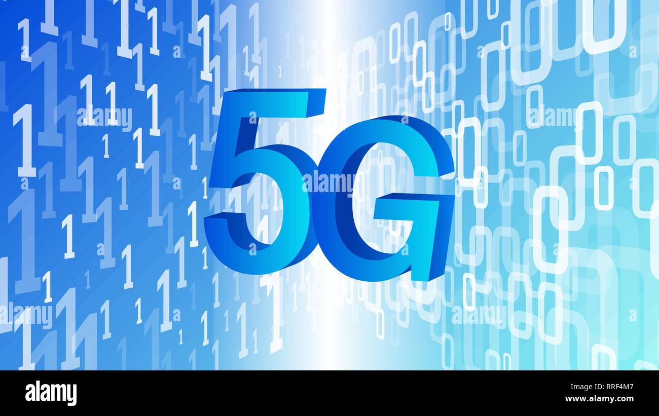 Future of 5G technology, cyber security vector background concept, random binary numbers chaos ...