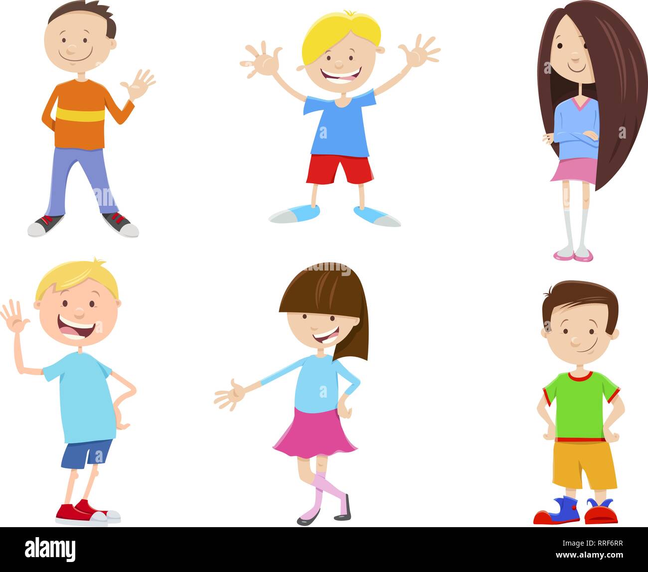 Cartoon Illustration of Cute Kids and Teenager Characters Set Stock ...