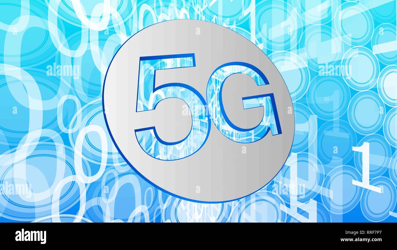 5th Generation Of Mobile Networks Binary Code Numbers Backdrop Vector Conception Stock Vector
