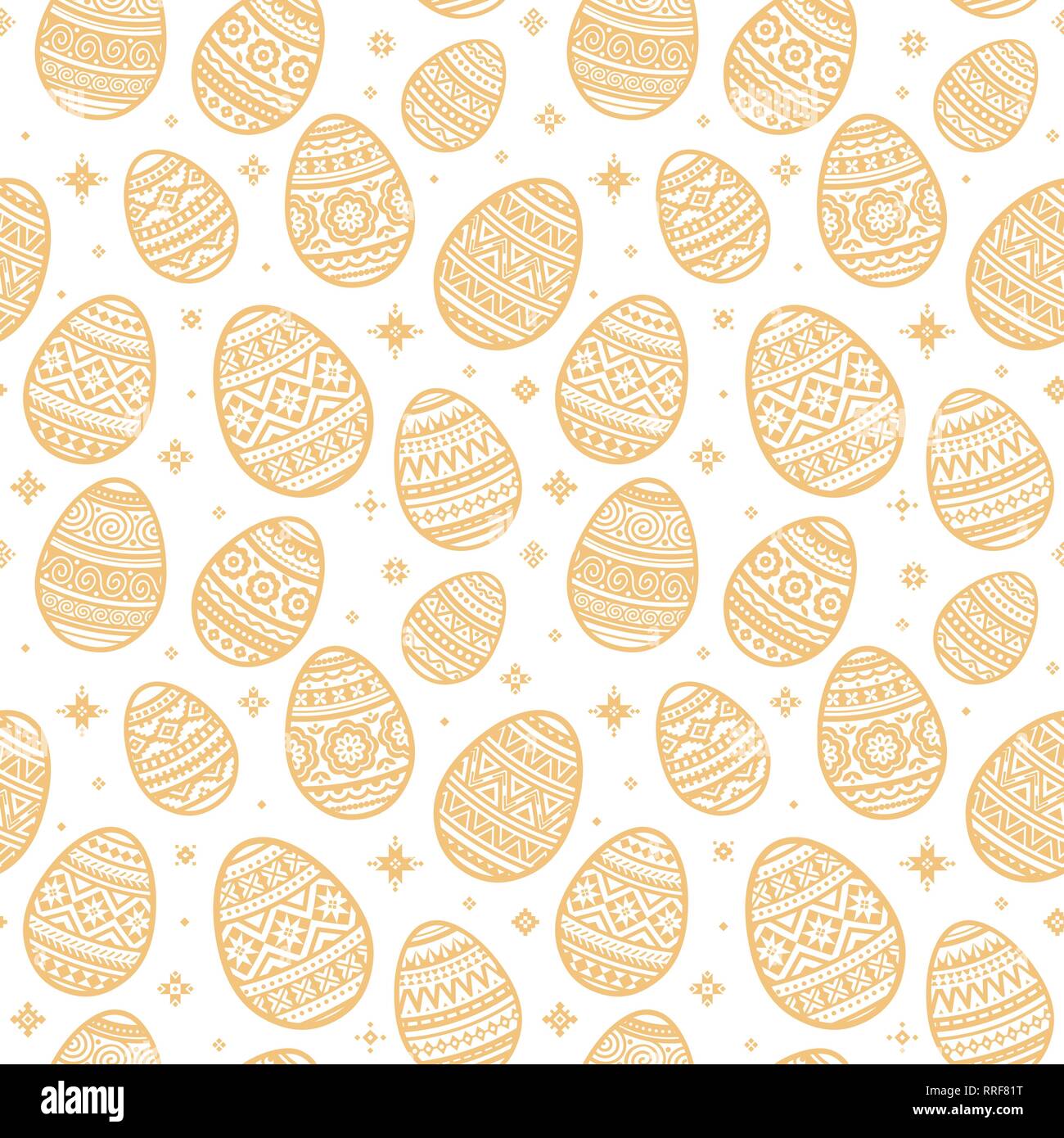 Seamless pattern of yellow easter egg vector flat icons painted in ...