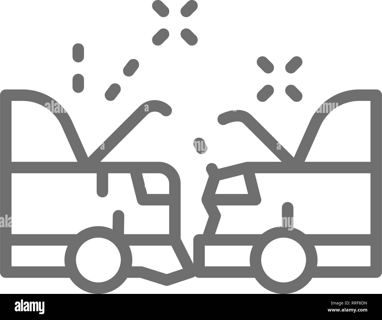 Car crash, accident line icon. Isolated on white background Stock ...