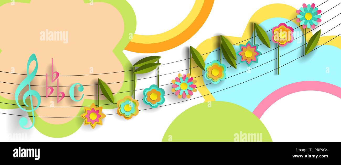 Musical notes in the form of flowers. Paper stylization. Vector Stock ...
