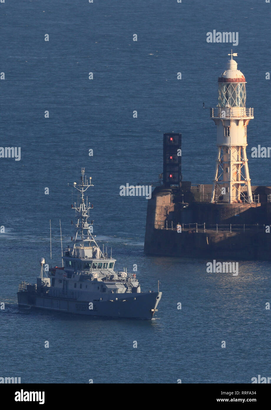 HMC Vigilant, a Border Force cutter, arrives back at Dover Marina ...