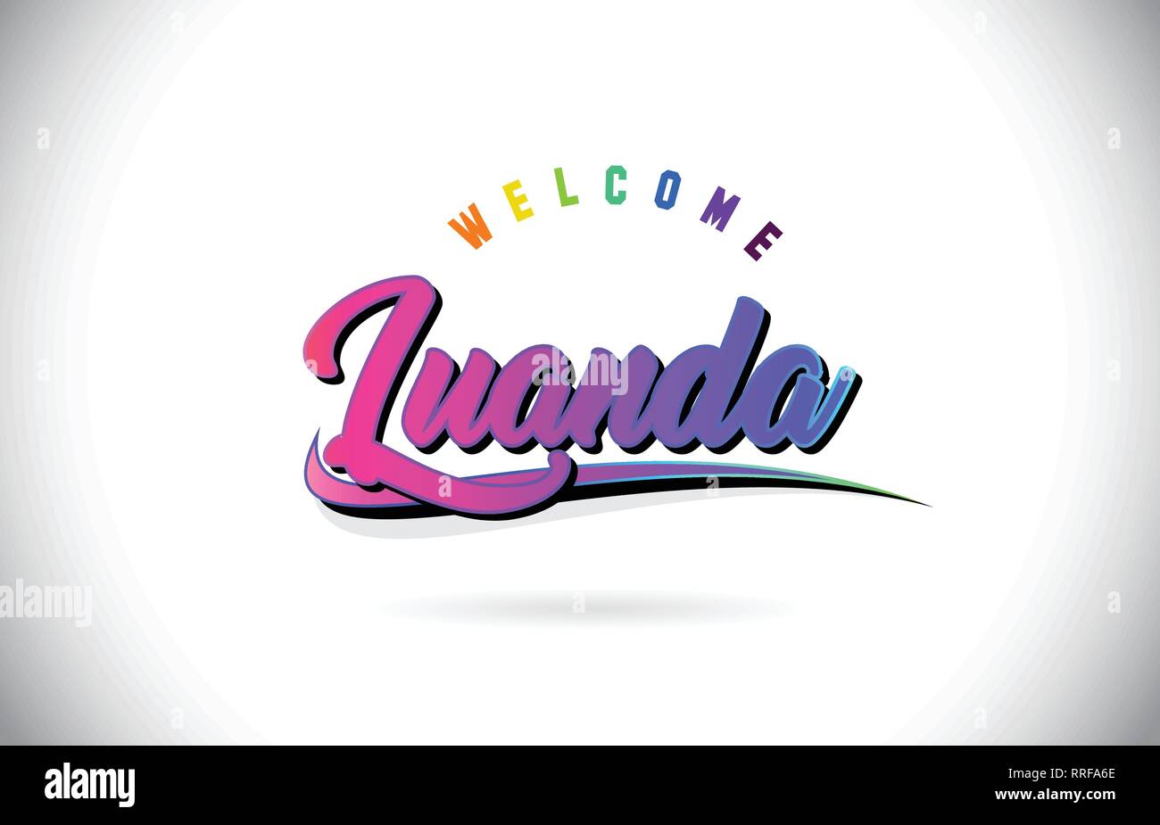 Luanda Welcome To Word Text with Creative Purple Pink Handwritten Font ...
