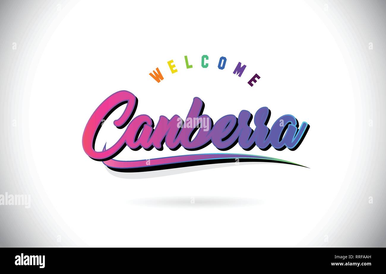 Canberra Welcome To Word Text with Creative Purple Pink Handwritten ...