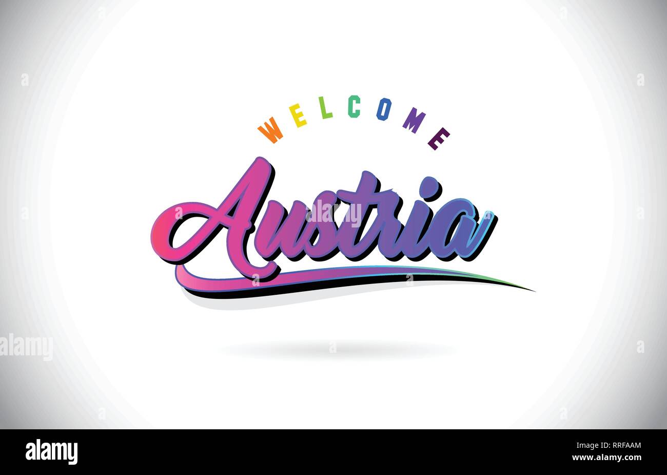 Austria Welcome To Word Text with Creative Purple Pink Handwritten Font ...