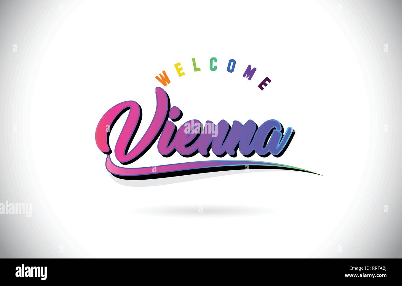 Vienna Welcome To Word Text with Creative Purple Pink Handwritten Font ...