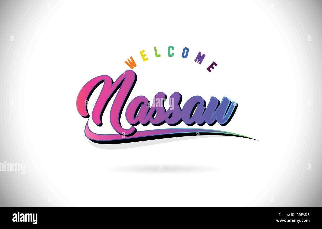 Nassau Welcome To Word Text with Creative Purple Pink Handwritten Font ...