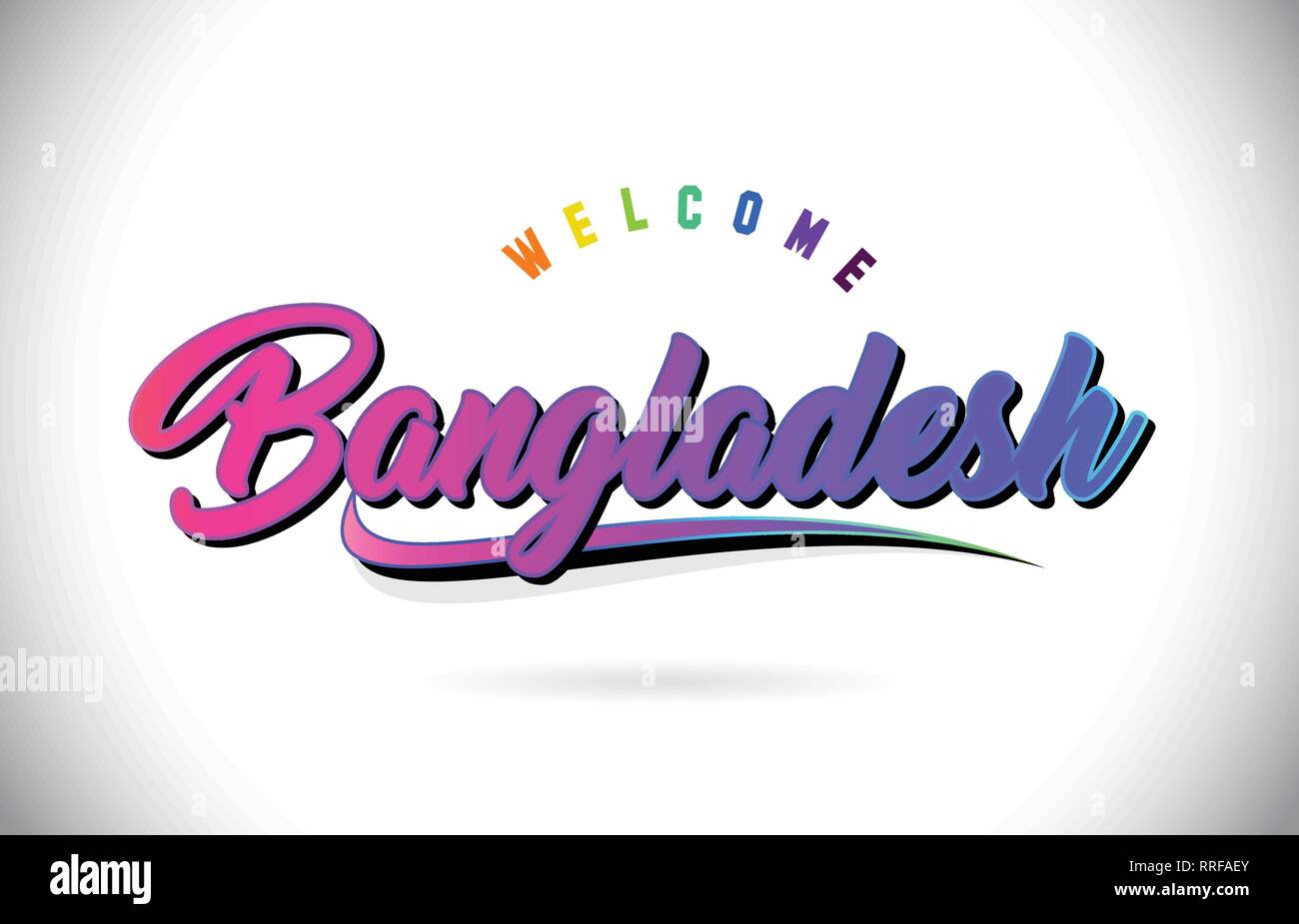 Bangladesh Welcome To Word Text with Creative Purple Pink Handwritten ...