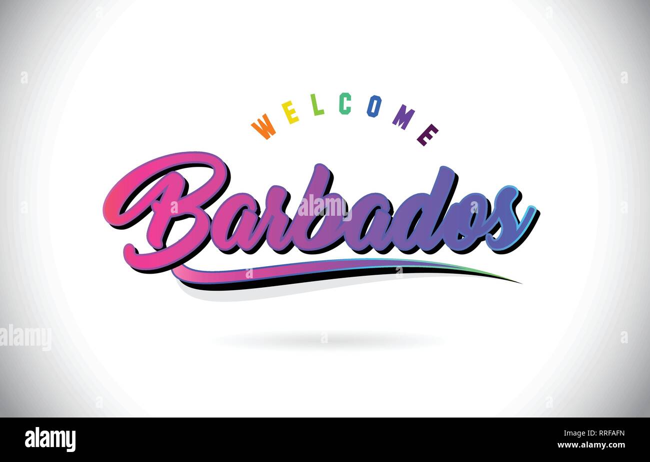 Barbados Welcome To Word Text with Creative Purple Pink Handwritten ...