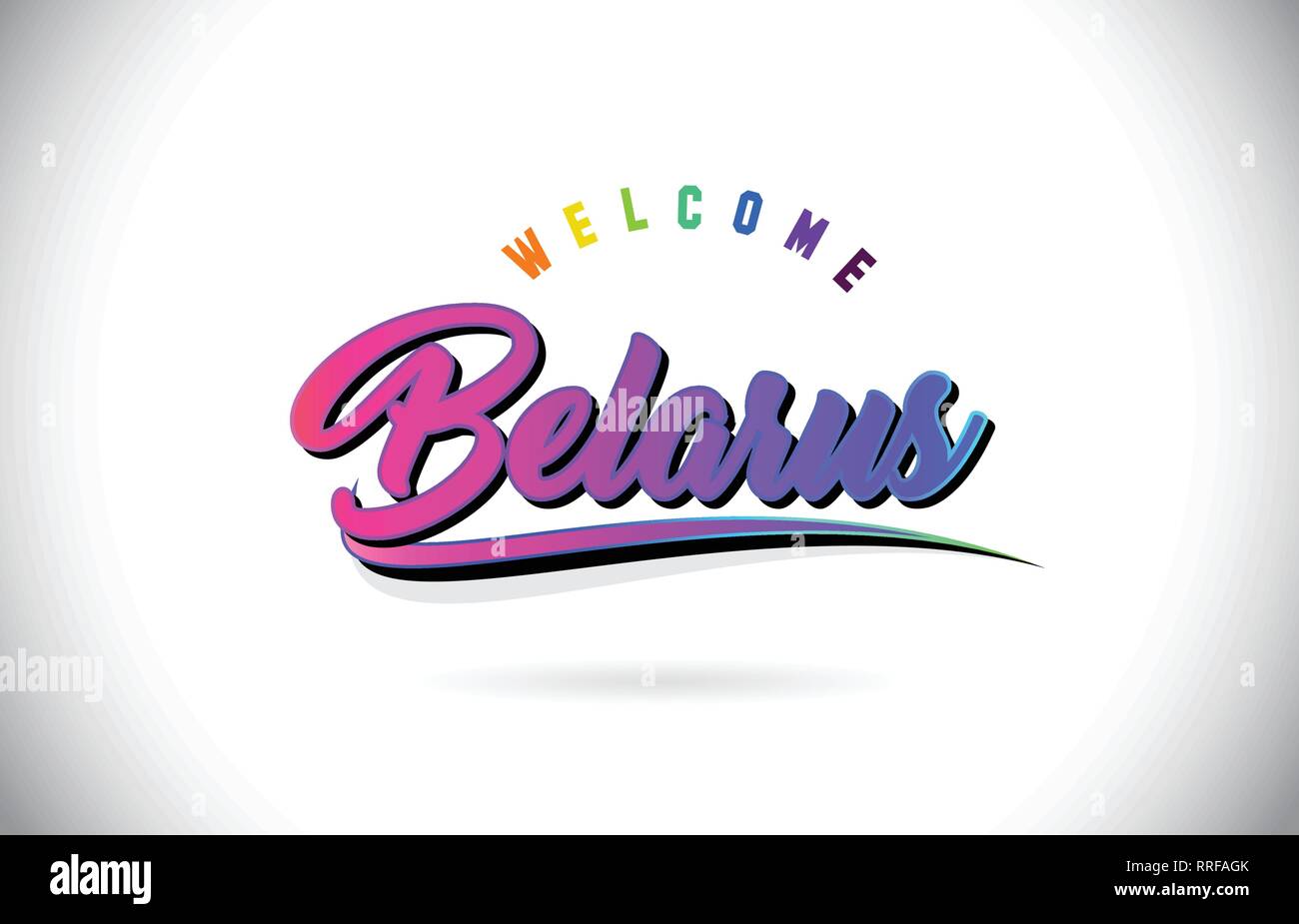 Belarus Welcome To Word Text with Creative Purple Pink Handwritten Font ...