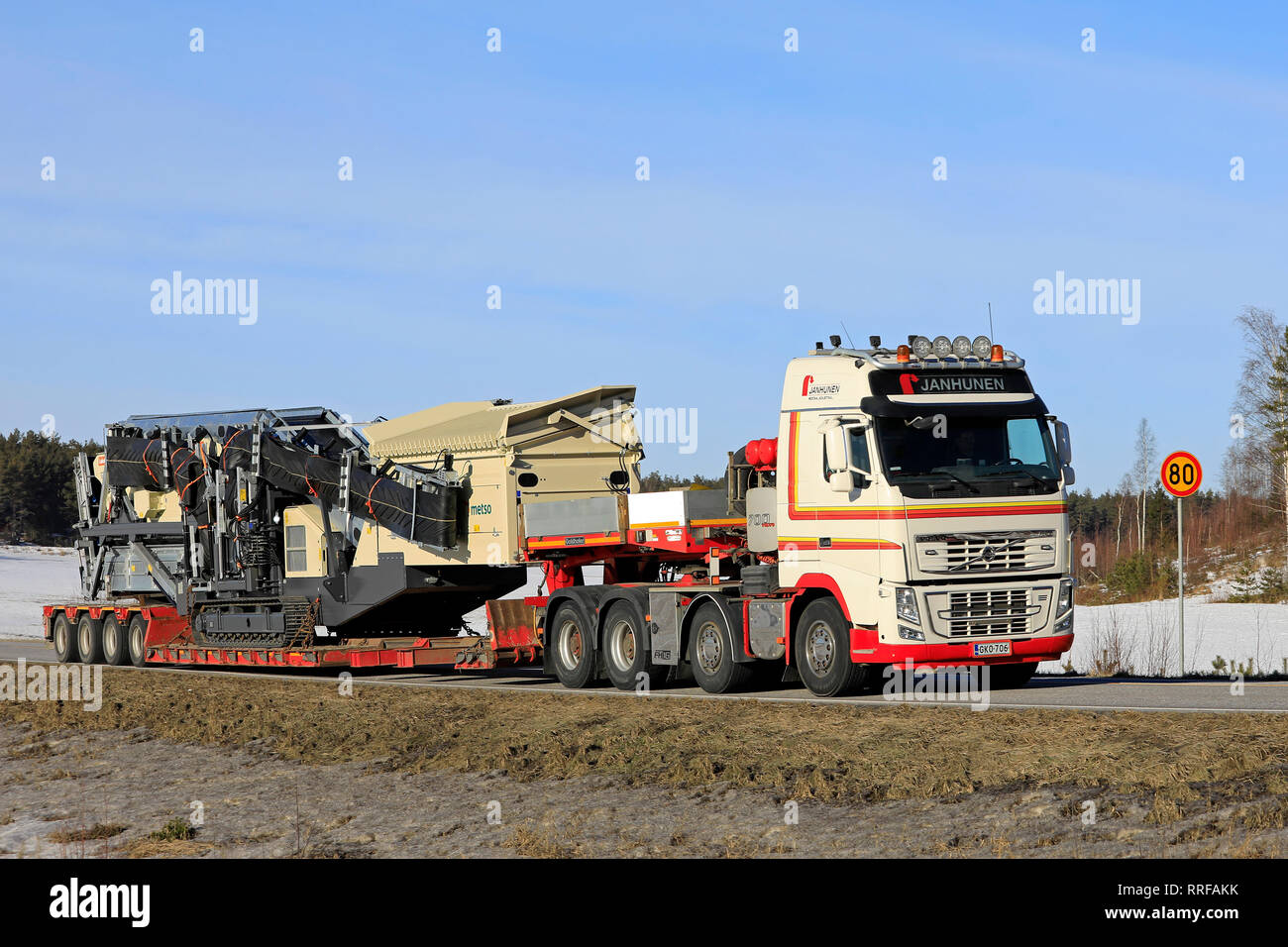 Salo, Finland - February 22, 2019: Volvo FH16 700 truck gooseneck ...