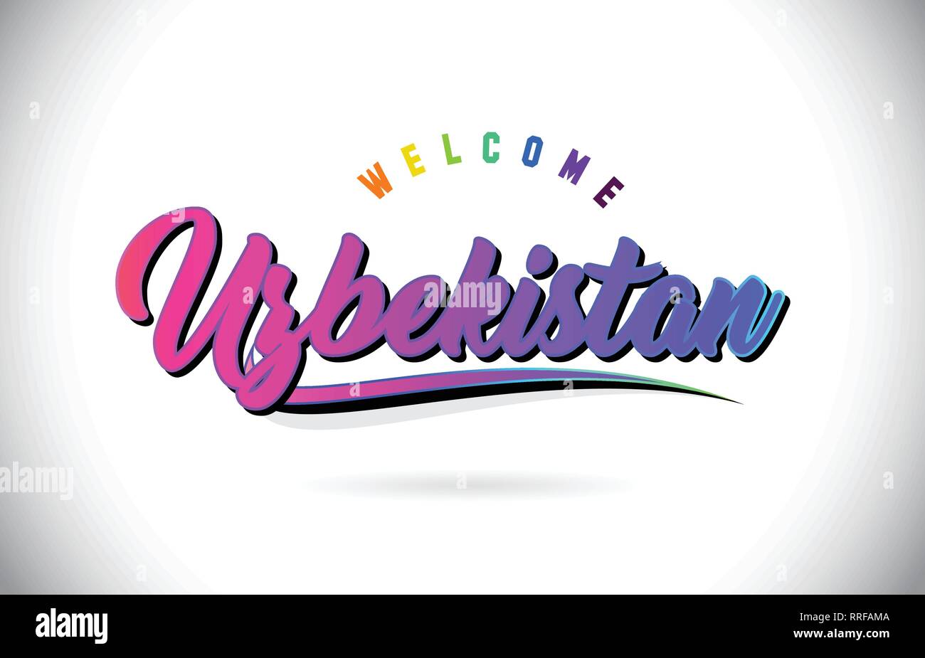 Uzbekistan Welcome To Word Text with Creative Purple Pink Handwritten ...