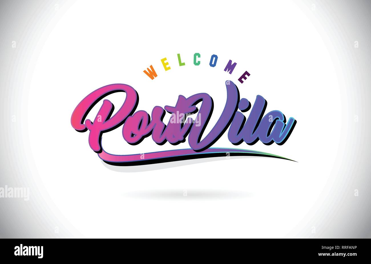 PortVila Welcome To Word Text with Creative Purple Pink Handwritten ...