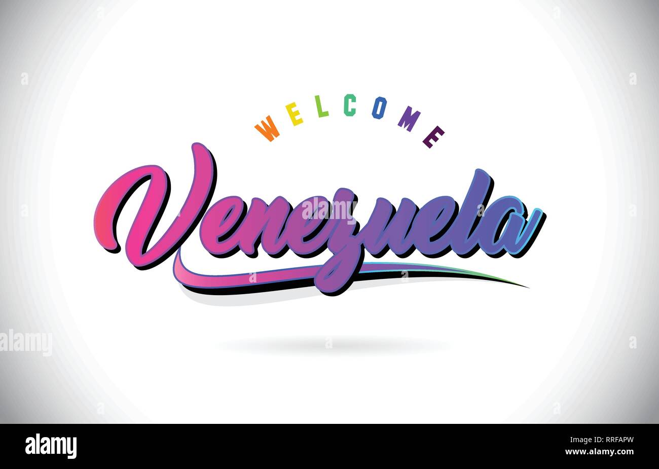 Venezuela Welcome To Word Text with Creative Purple Pink Handwritten ...