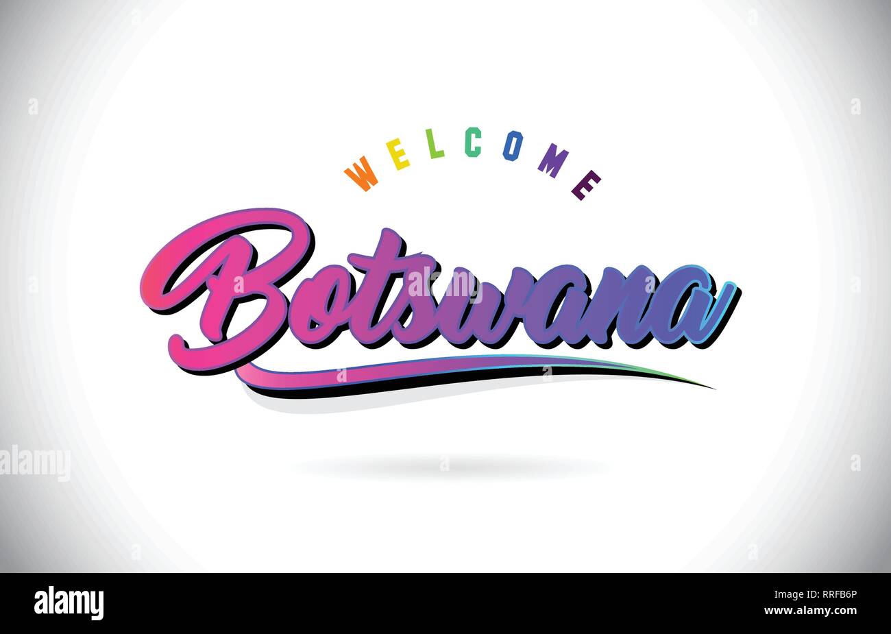 Botswana Welcome To Word Text with Creative Purple Pink Handwritten ...