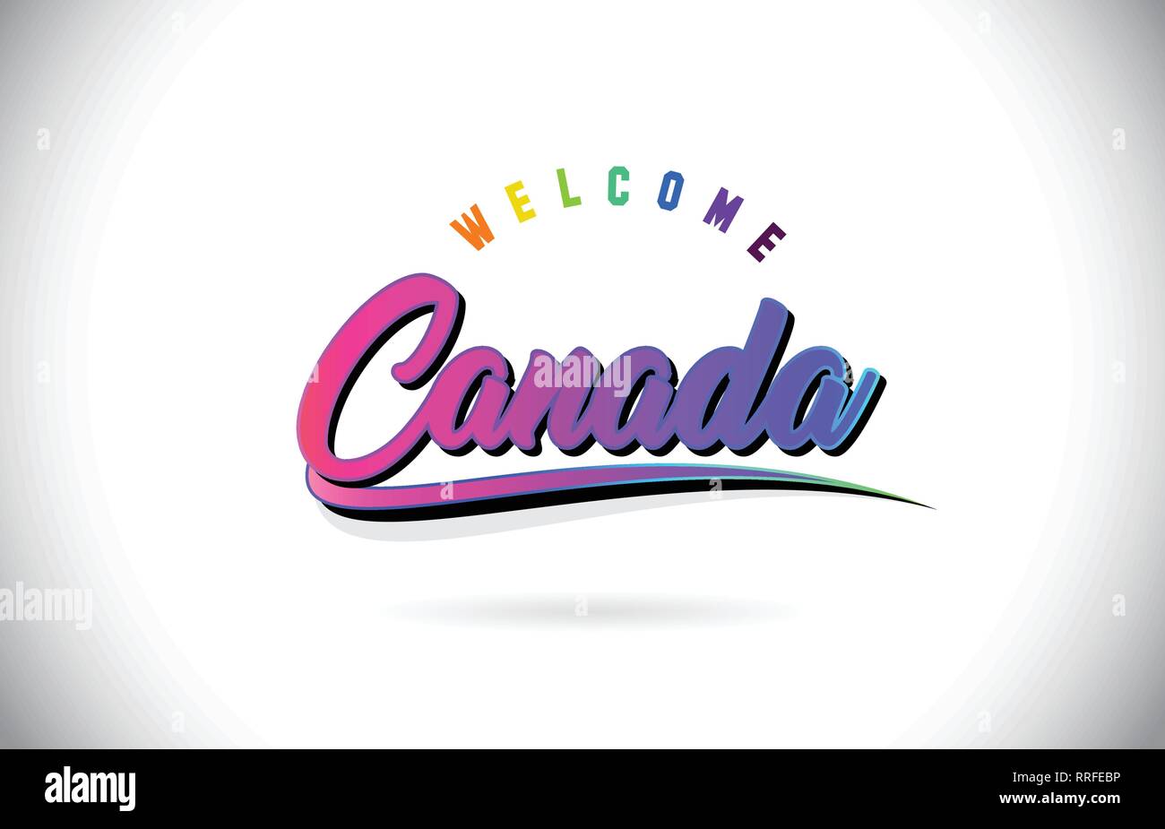 Canada Welcome To Word Text with Creative Purple Pink Handwritten Font ...