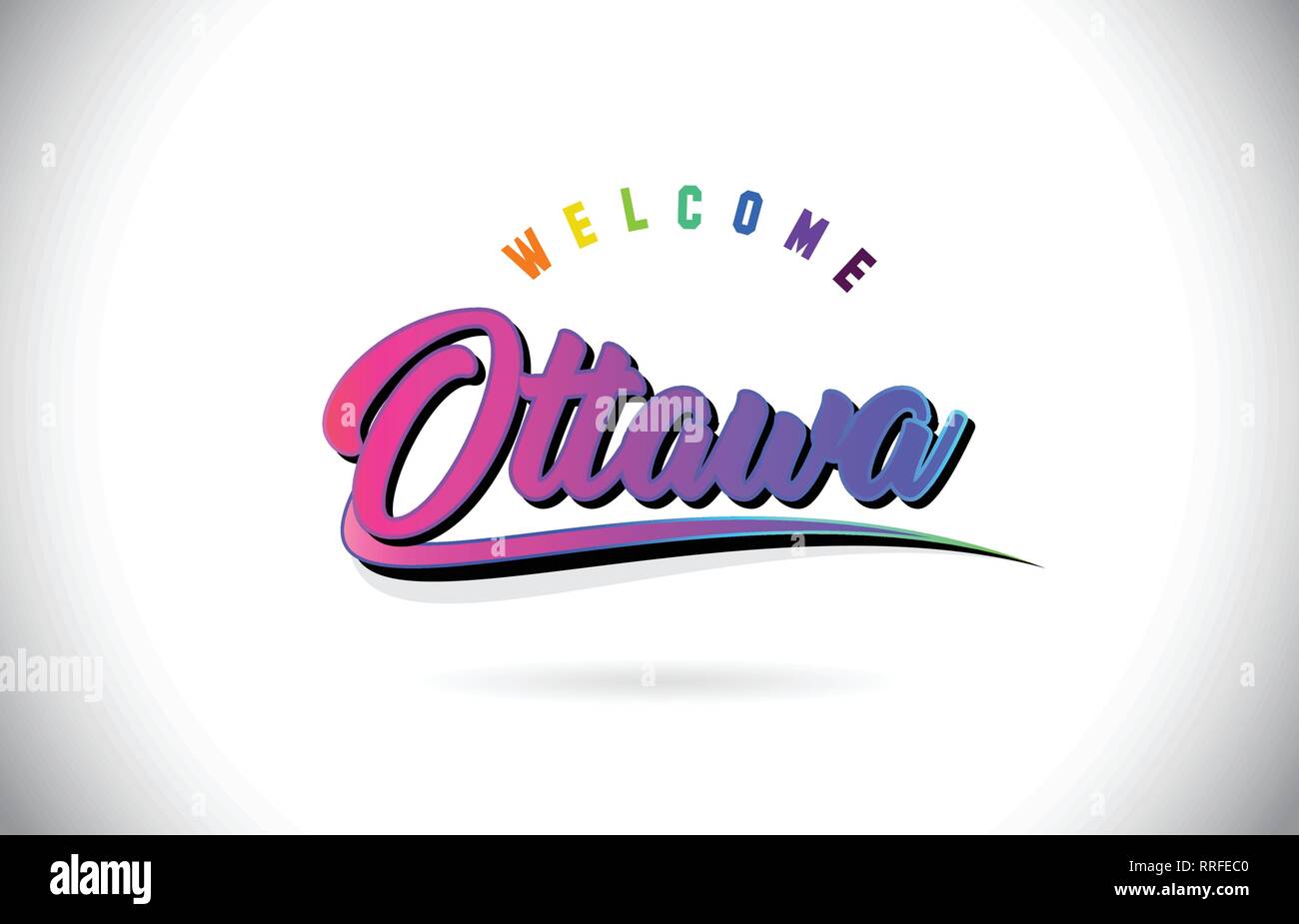 Ottawa Welcome To Word Text with Creative Purple Pink Handwritten Font ...