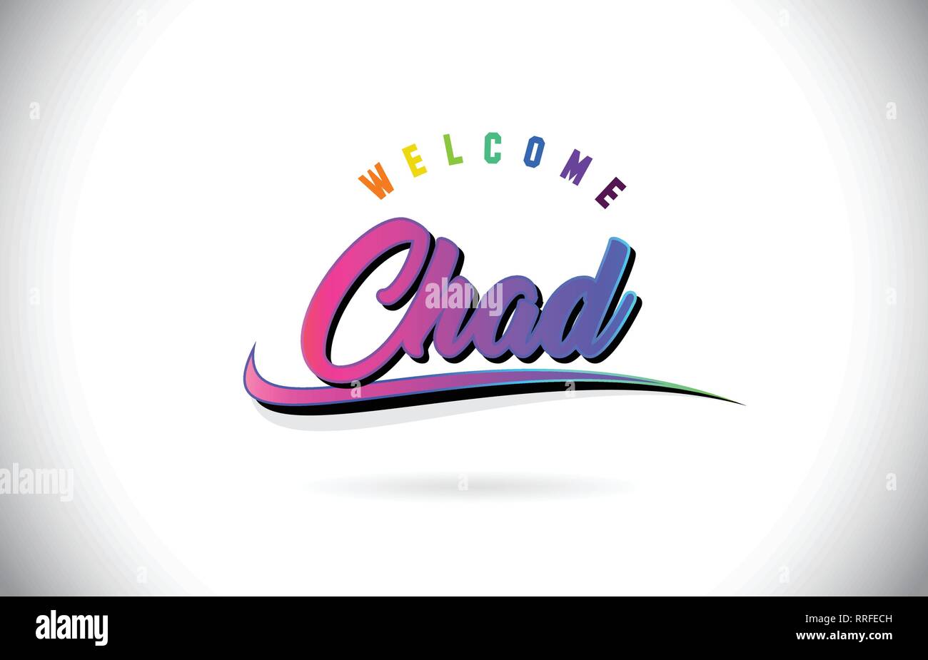 Chad Welcome To Word Text with Creative Purple Pink Handwritten Font ...