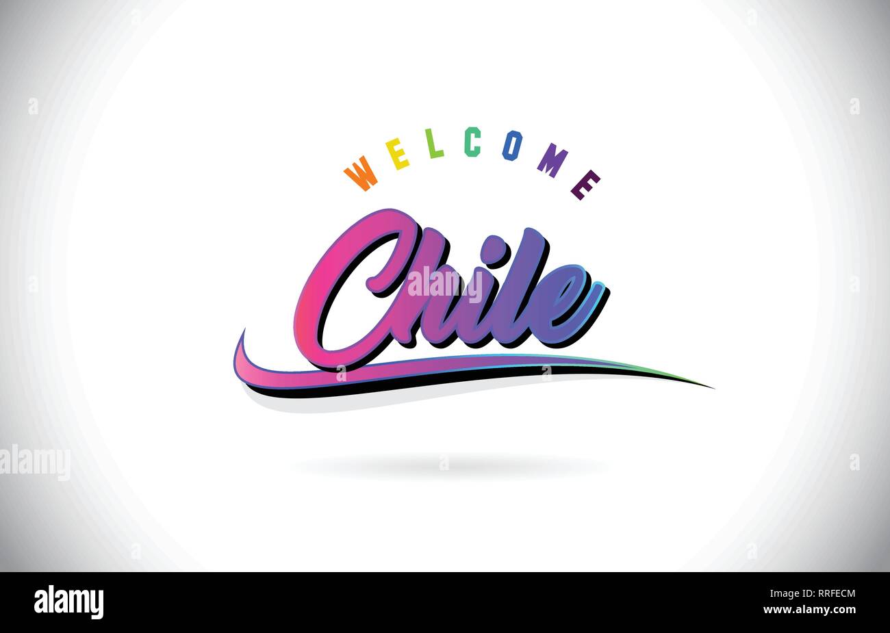 Chile Welcome To Word Text with Creative Purple Pink Handwritten Font ...