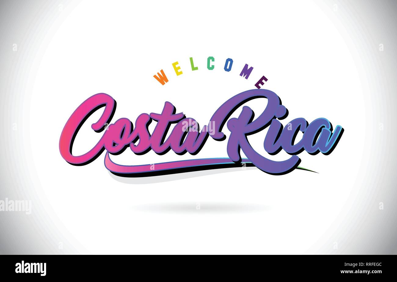 Costa Rica Welcome To Word Text with Creative Purple Pink Handwritten ...
