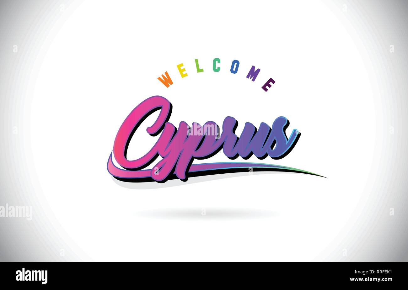 Cyprus Welcome To Word Text with Creative Purple Pink Handwritten Font ...