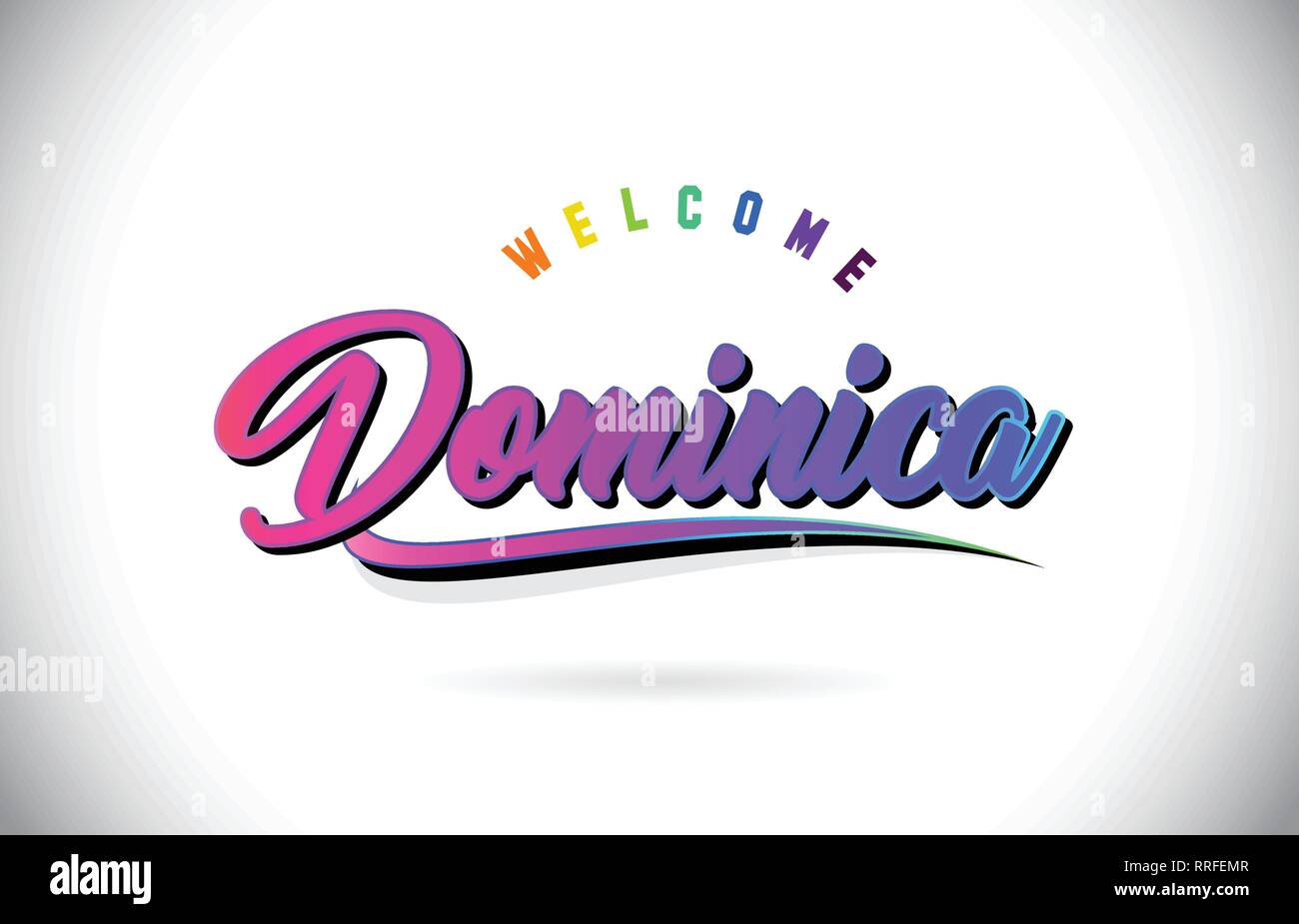 Dominica Welcome To Word Text with Creative Purple Pink Handwritten ...