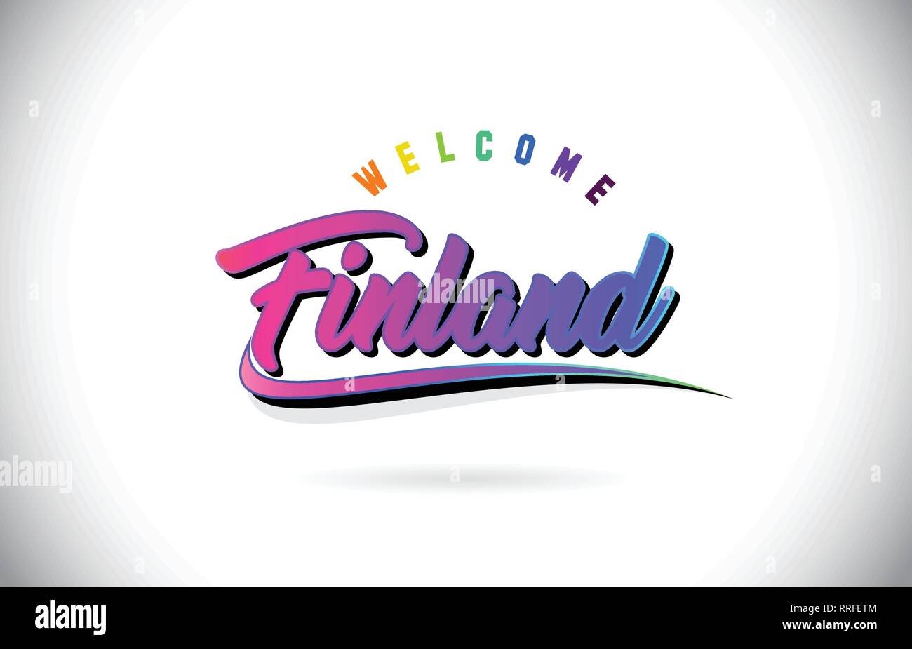Finland Welcome To Word Text with Creative Purple Pink Handwritten Font ...