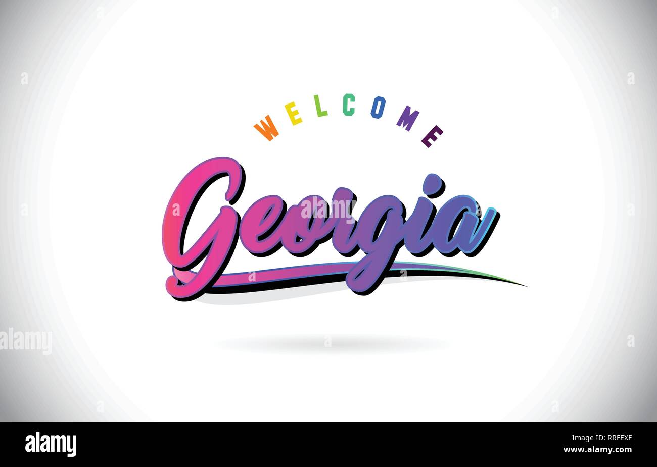 Georgia Welcome To Word Text with Creative Purple Pink Handwritten Font ...