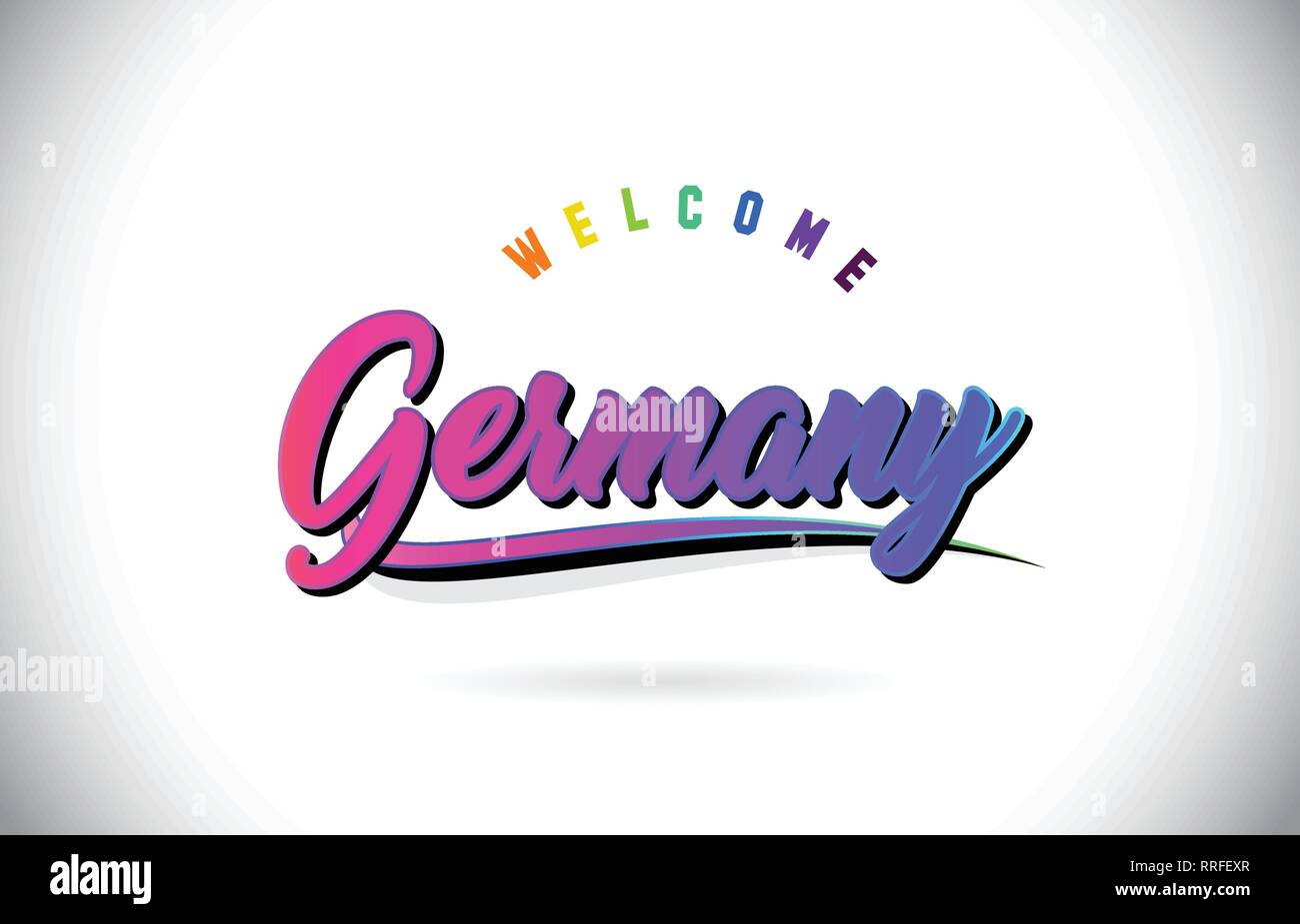Germany Welcome To Word Text with Creative Purple Pink Handwritten Font ...