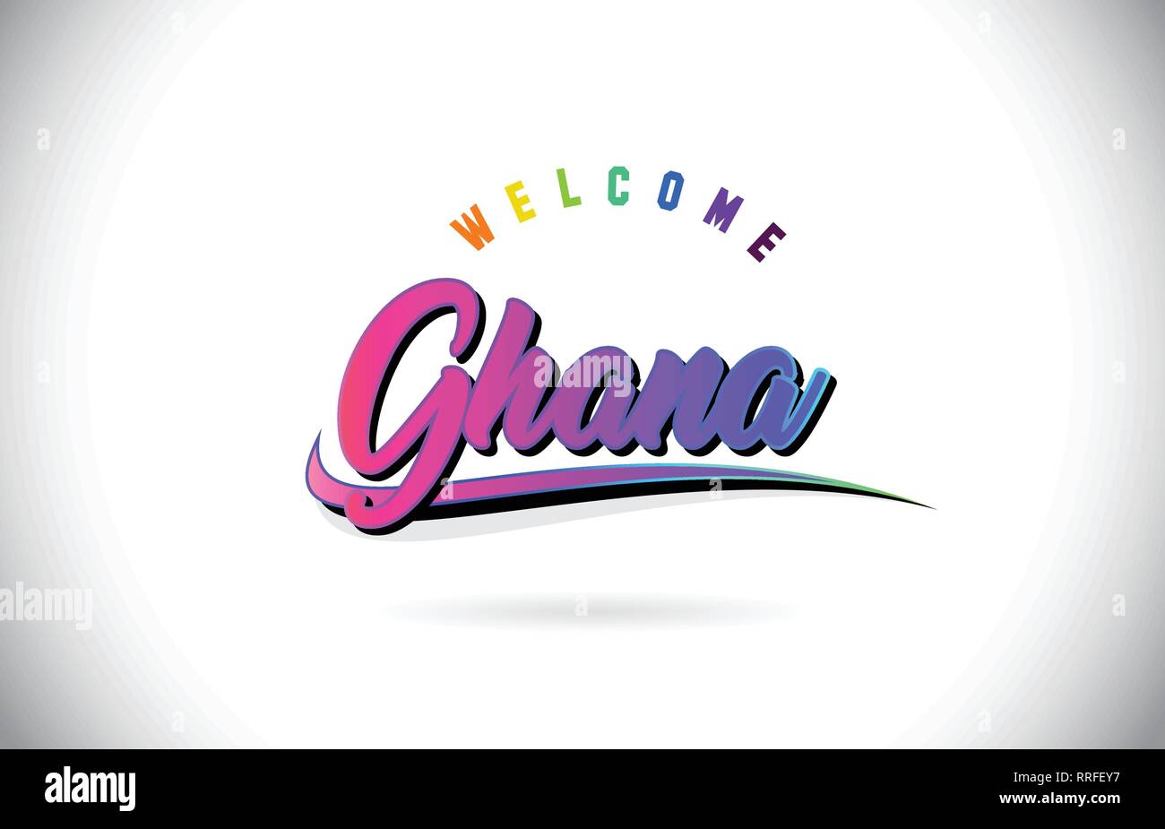 Ghana Welcome To Word Text with Creative Purple Pink Handwritten Font ...