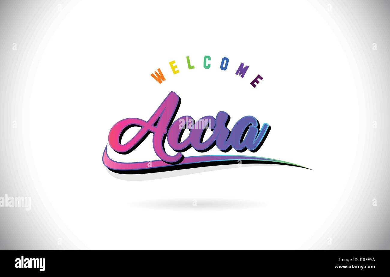 Accra Welcome To Word Text with Creative Purple Pink Handwritten Font ...