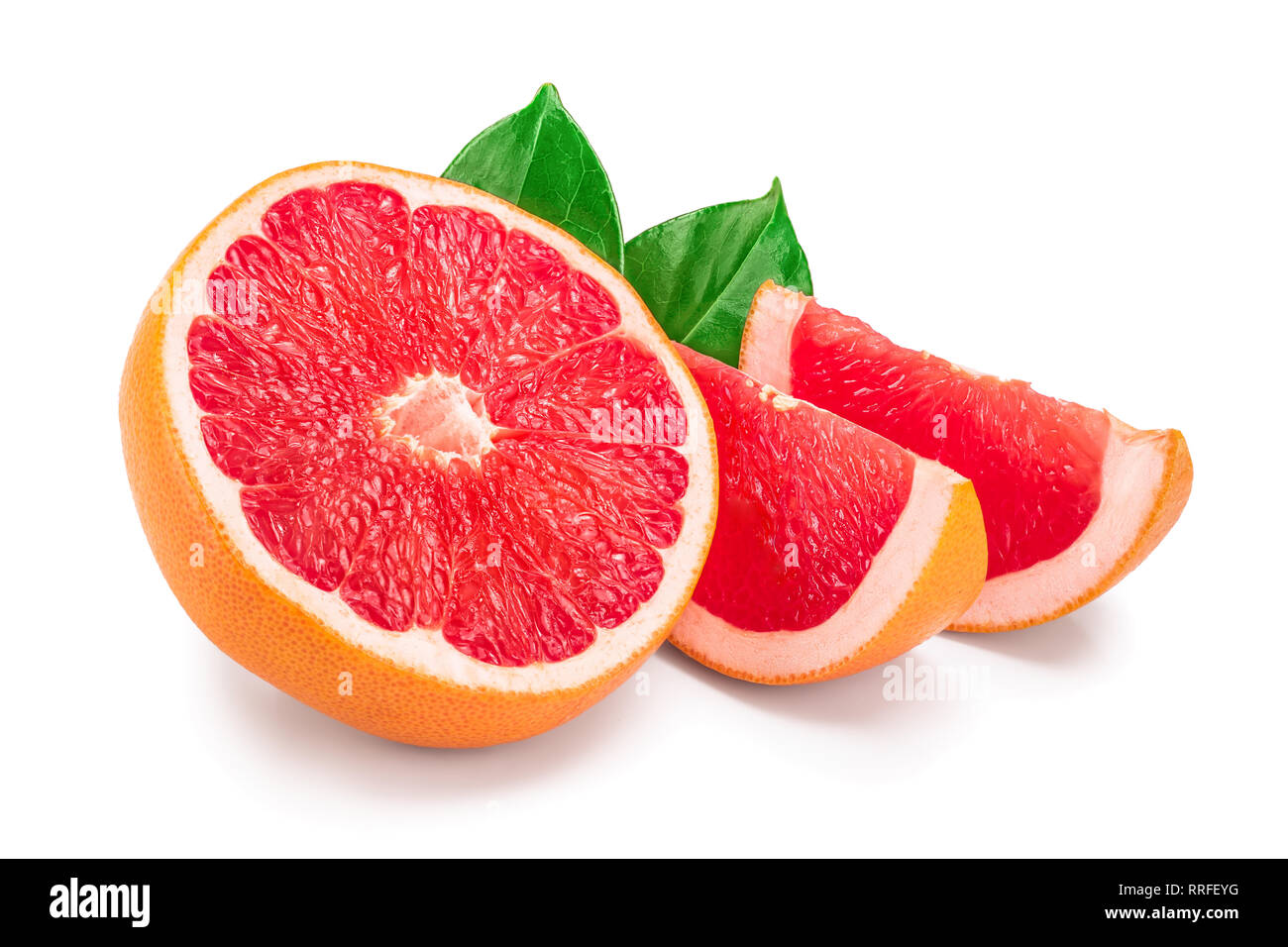 Grapefruit slice with leaves isolated on white background Stock Photo ...