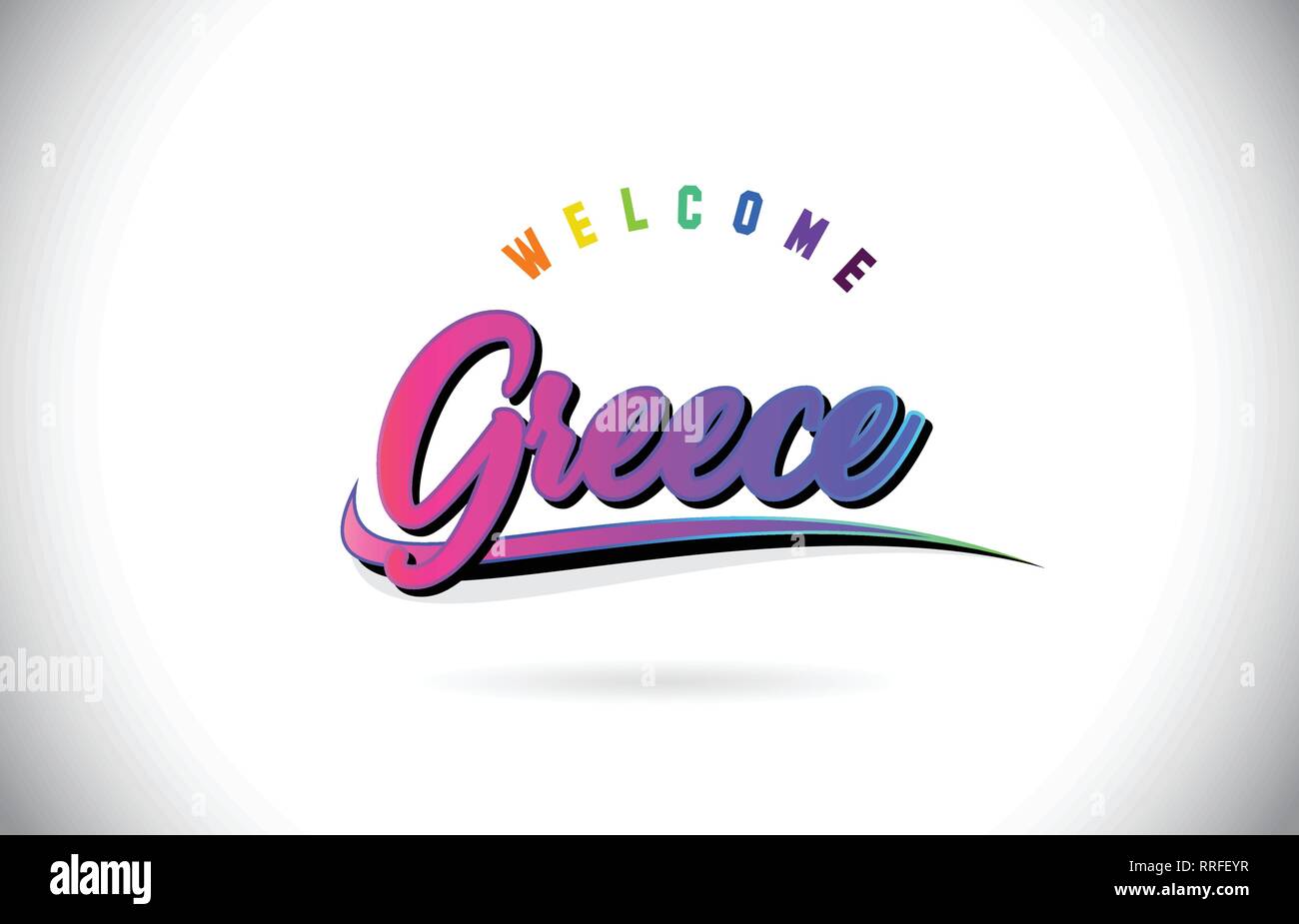 Greece Welcome To Word Text with Creative Purple Pink Handwritten Font ...