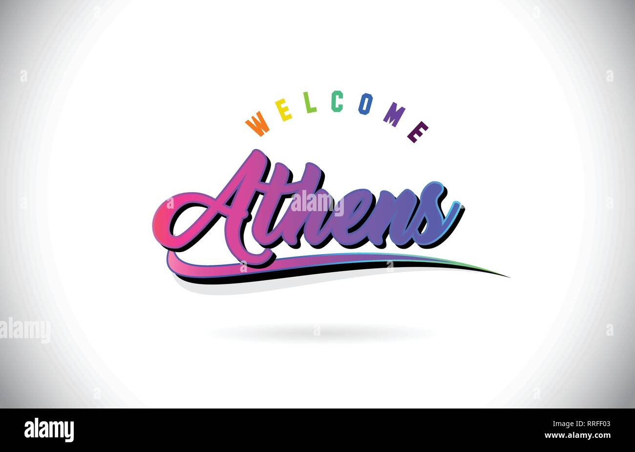Athens Welcome To Word Text with Creative Purple Pink Handwritten Font ...