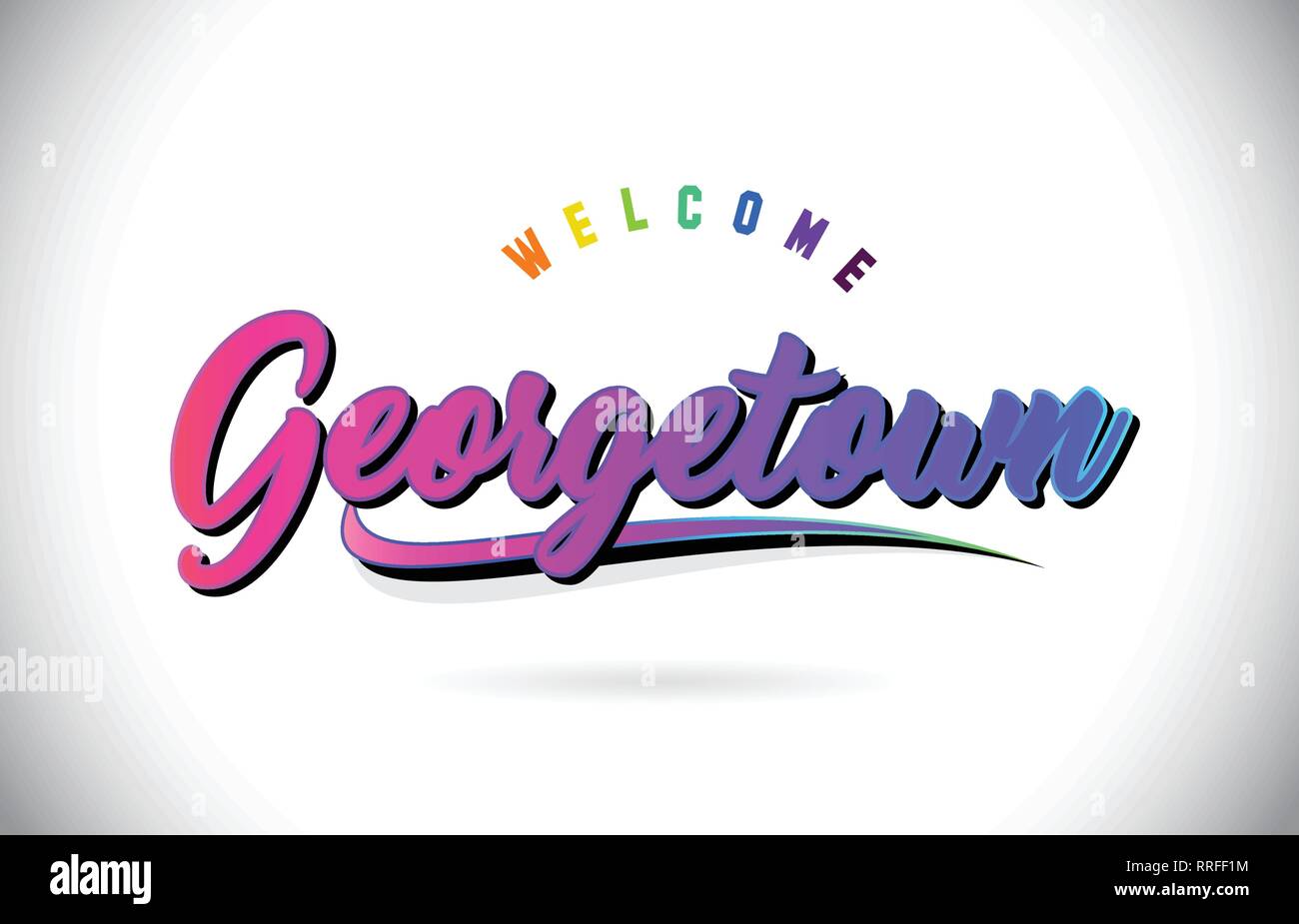 Georgetown Welcome To Word Text with Creative Purple Pink Handwritten ...