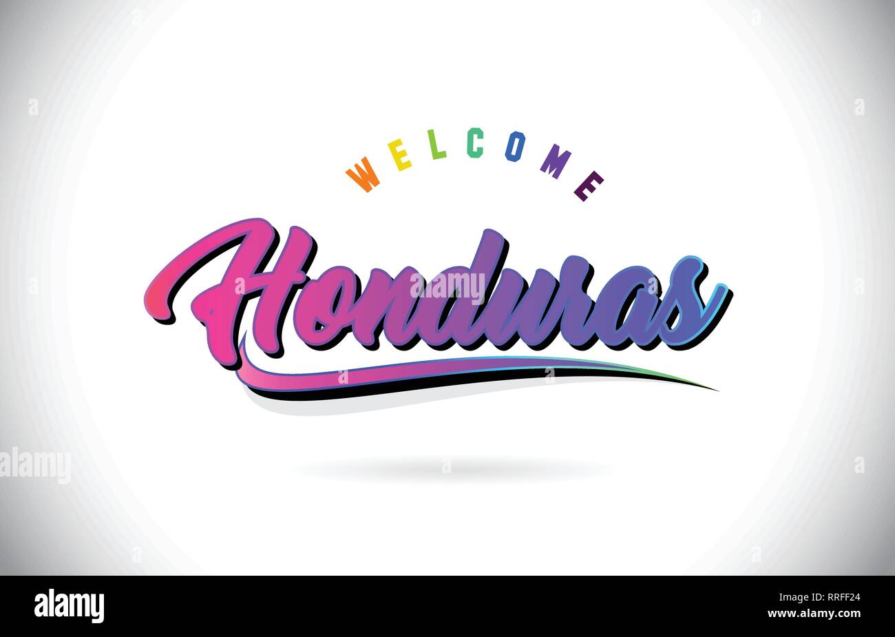Honduras Welcome To Word Text with Creative Purple Pink Handwritten ...