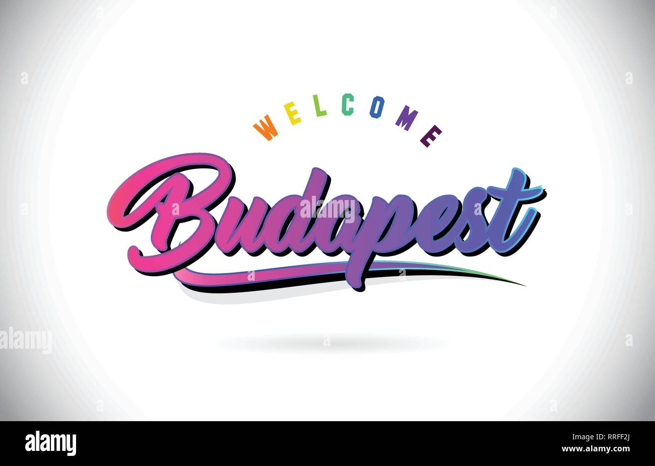 Budapest Welcome To Word Text with Creative Purple Pink Handwritten ...