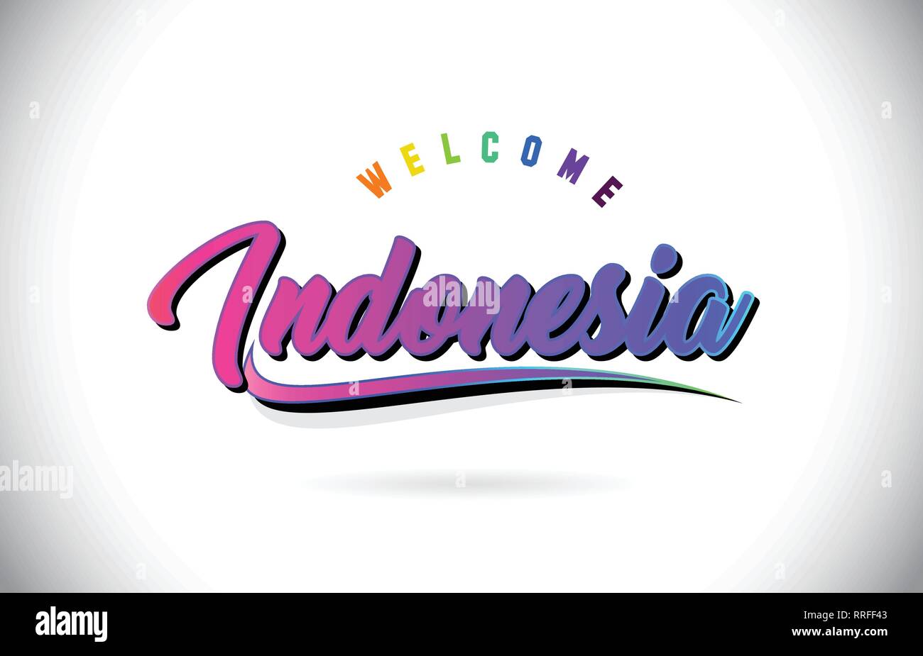 Indonesia Welcome To Word Text with Creative Purple Pink Handwritten ...