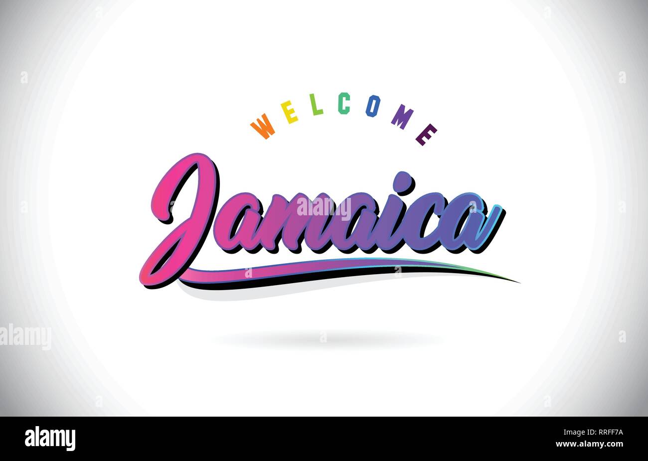 Jamaica Welcome To Word Text with Creative Purple Pink Handwritten Font ...