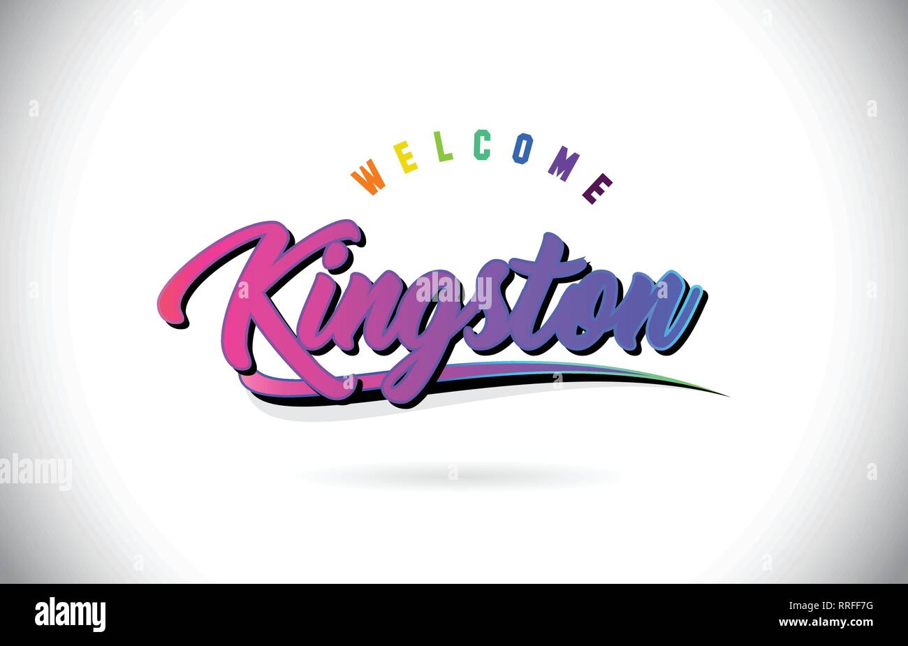 Kingston Welcome To Word Text with Creative Purple Pink Handwritten ...