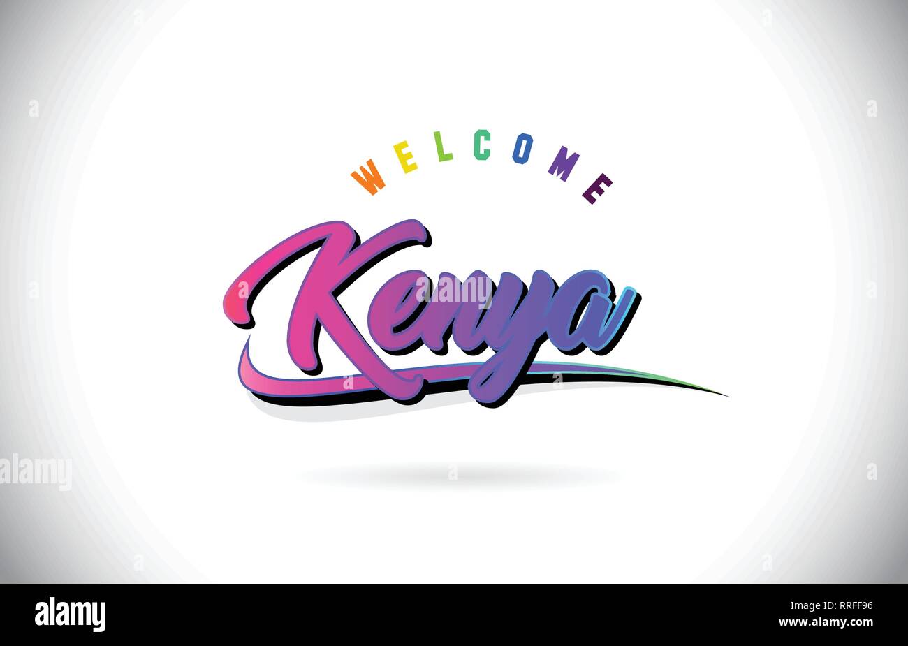 Kenya Welcome To Word Text with Creative Purple Pink Handwritten Font ...