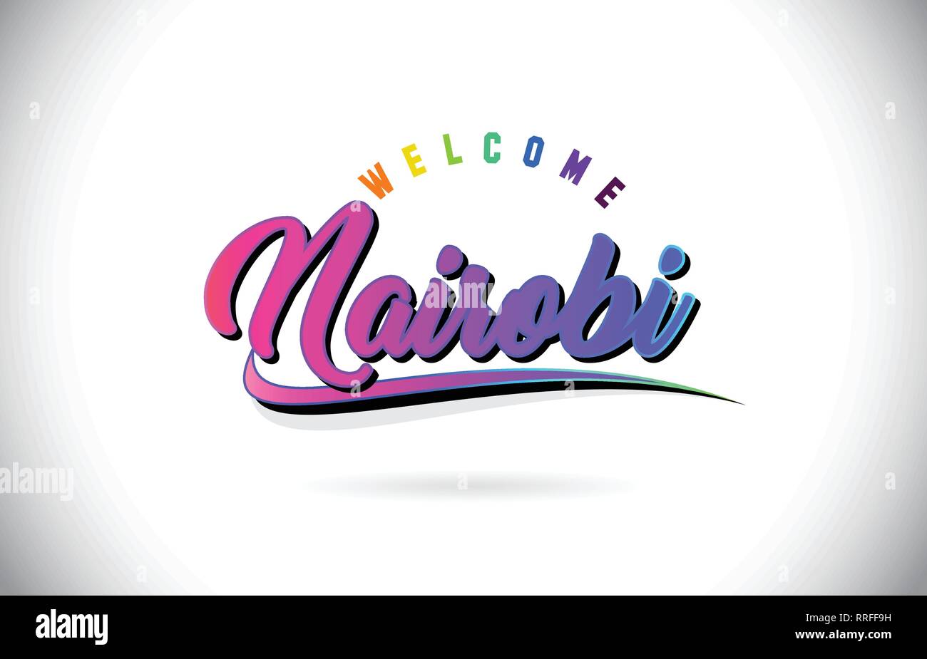 Nairobi Welcome To Word Text with Creative Purple Pink Handwritten Font ...