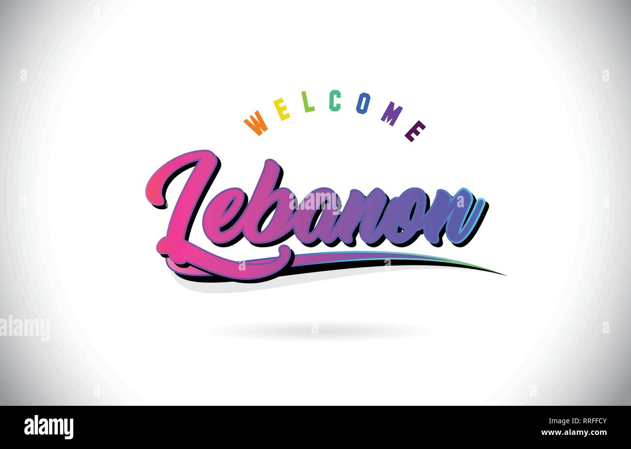 Lebanon Welcome To Word Text with Creative Purple Pink Handwritten Font ...