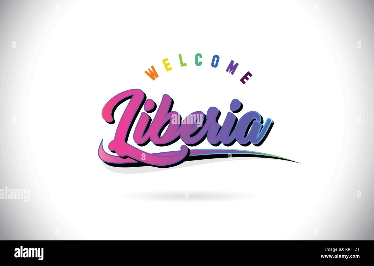 Liberia Welcome To Word Text with Creative Purple Pink Handwritten Font ...