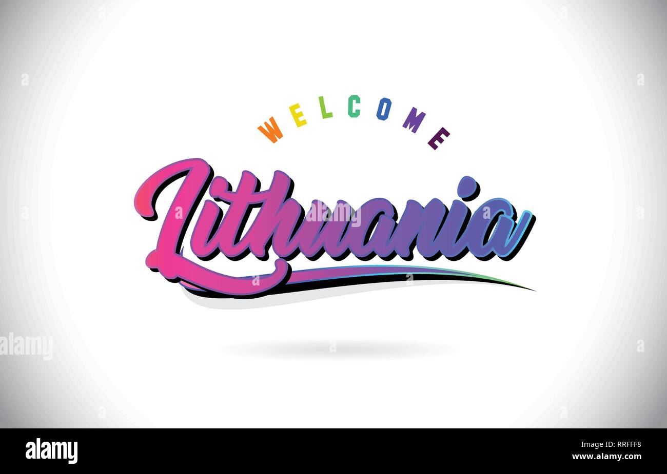Lithuania Welcome To Word Text with Creative Purple Pink Handwritten ...