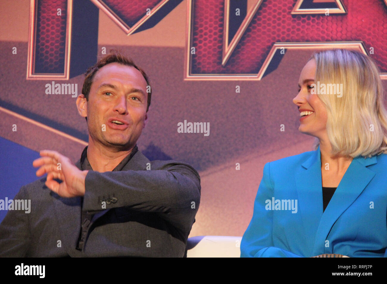 Jude Law, Brie Larson 02/22/2019 "Captain Marvel" Press Conference held ...